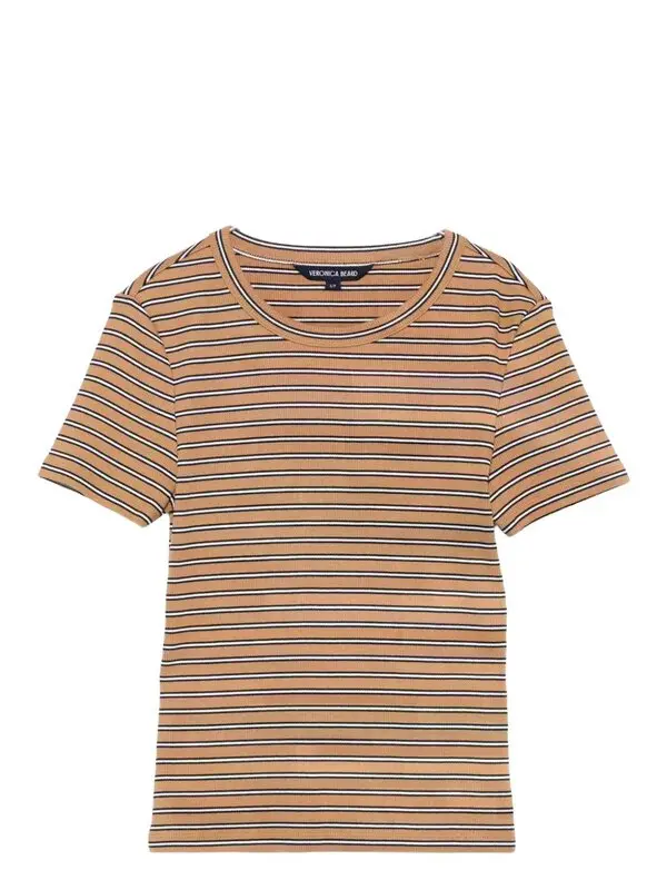 Veronica Beard Pruitt Striped Ribbed T-shirt - Brown