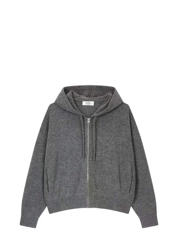 STUDIO TOMBOY Logo-embroidered Zip-up Hoodie - Grey
