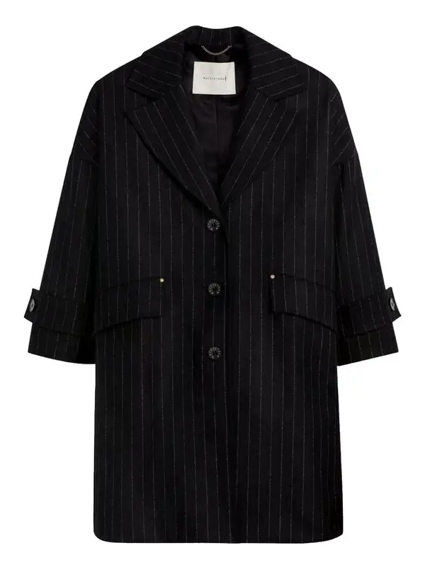 Mackintosh Pinstripe Cocoon Coat - Black