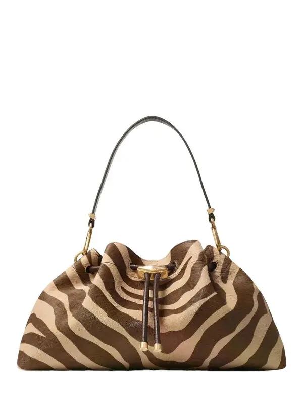 JIMMY CHOO Cinch Zebra-print Shoulder Bag - Brown