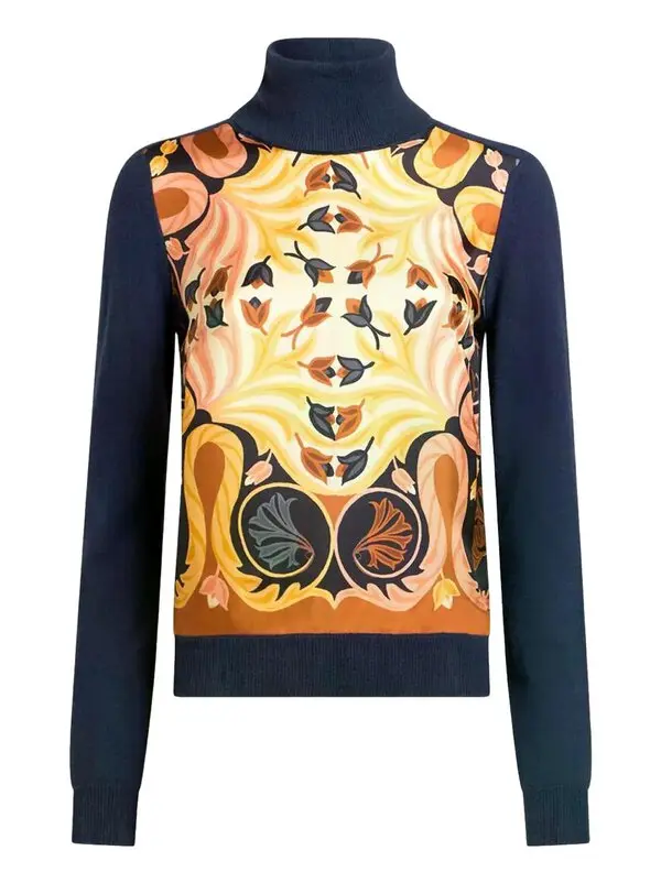 Etro Printed Roll Neck Sweater - Blue