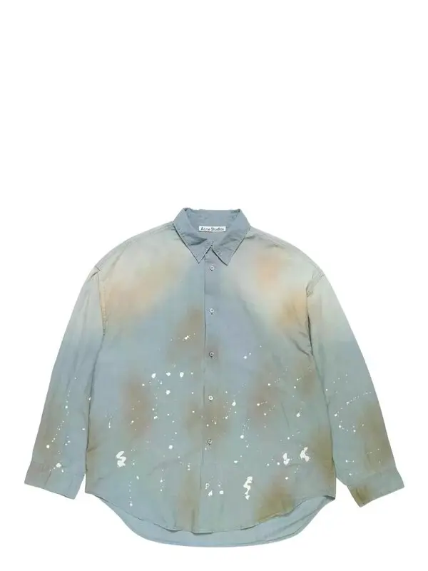 Acne Studios Paint-splatter Cotton Shirt - Blue