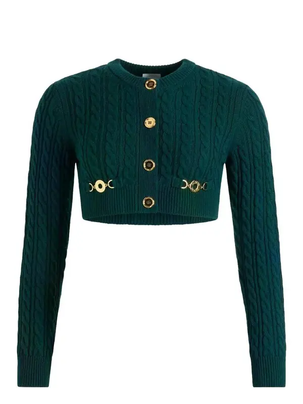 Patou Cable-knit Buttoned Cardigan - Green