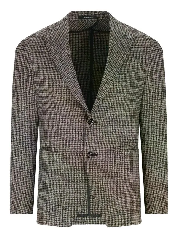 Tagliatore Houndstooth Wool Jacket - Brown