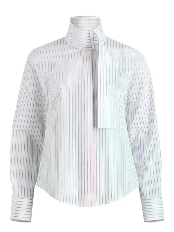 Patou Pinstripe Scarf-collar Blouse - White