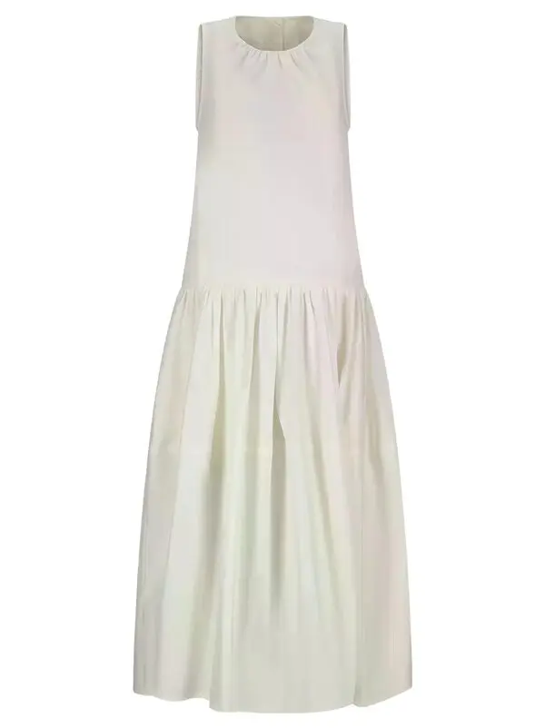 JIL SANDER Gathered Skirt Sleeveless Dress - White