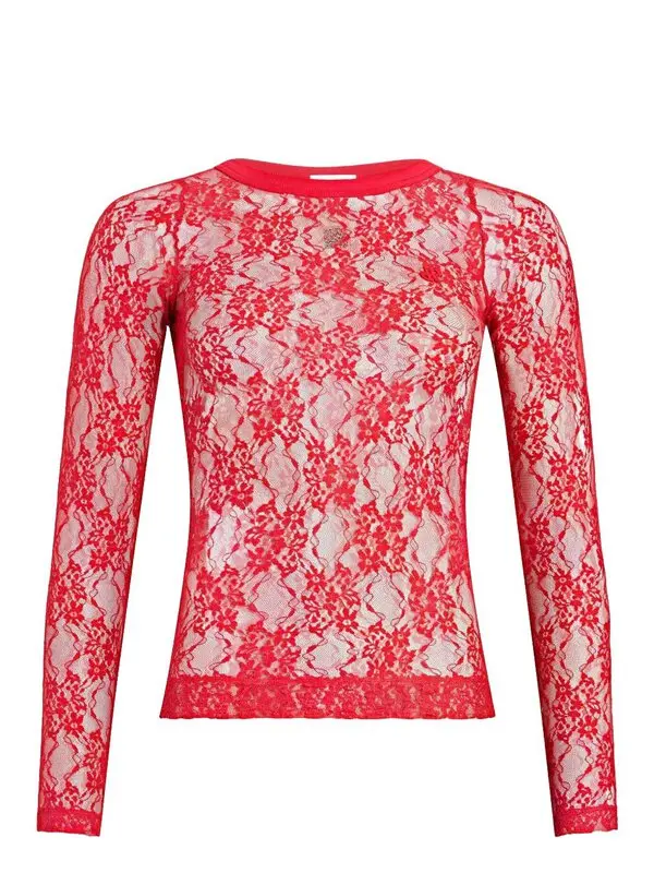 Patou Floral Lace Tank Top - Red