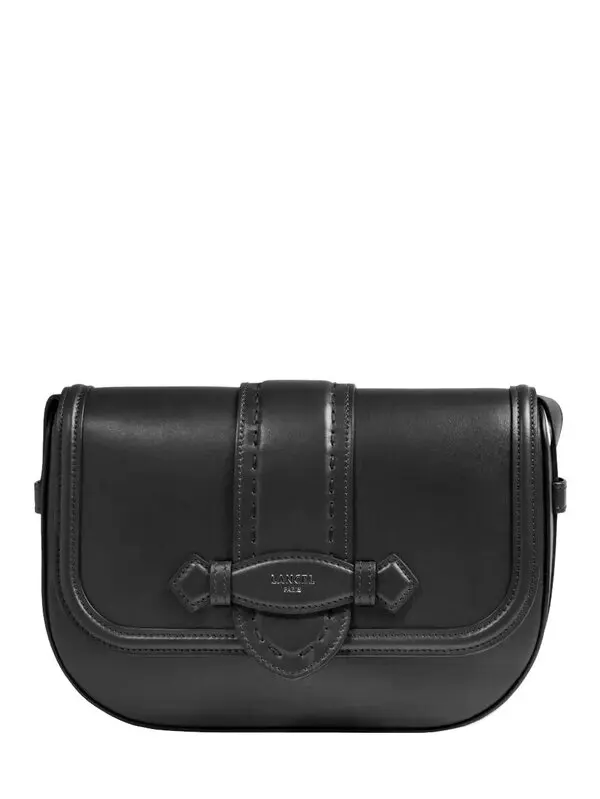 LANCEL Sienna Leather Flap Bag - Black