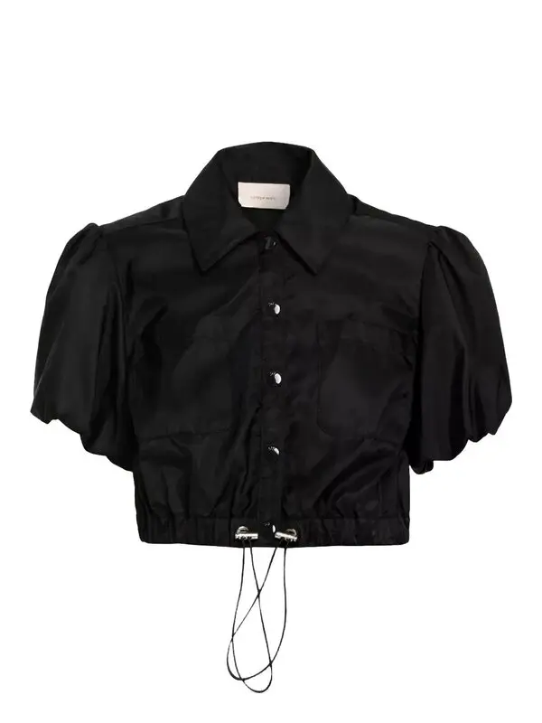 Cinq À Sept Puff-sleeve Cropped Shirt - Black