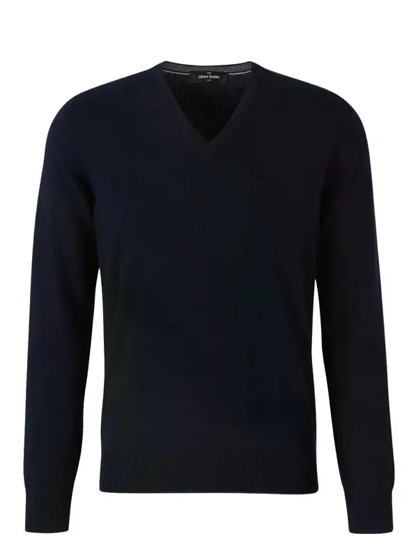 GRAN SASSO V-neck Ribbed-hem Sweater - Blue