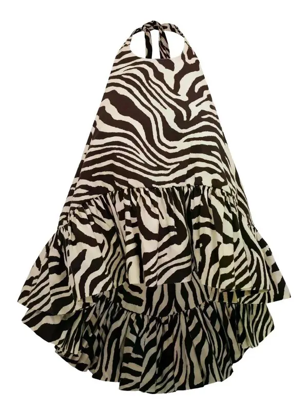 AZLEE Zebra-print Ruffled Top - Brown