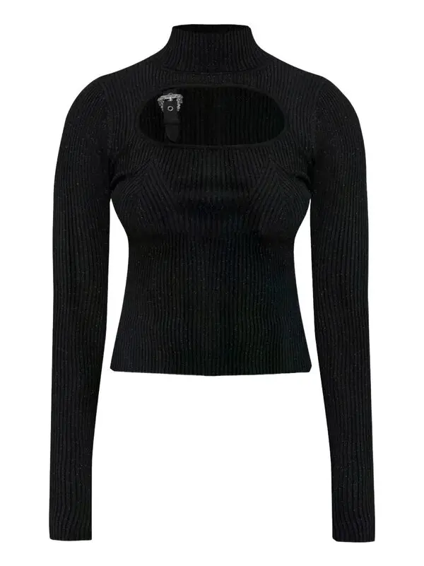 Versace Buckle Detail Ribbed Sweater - Black