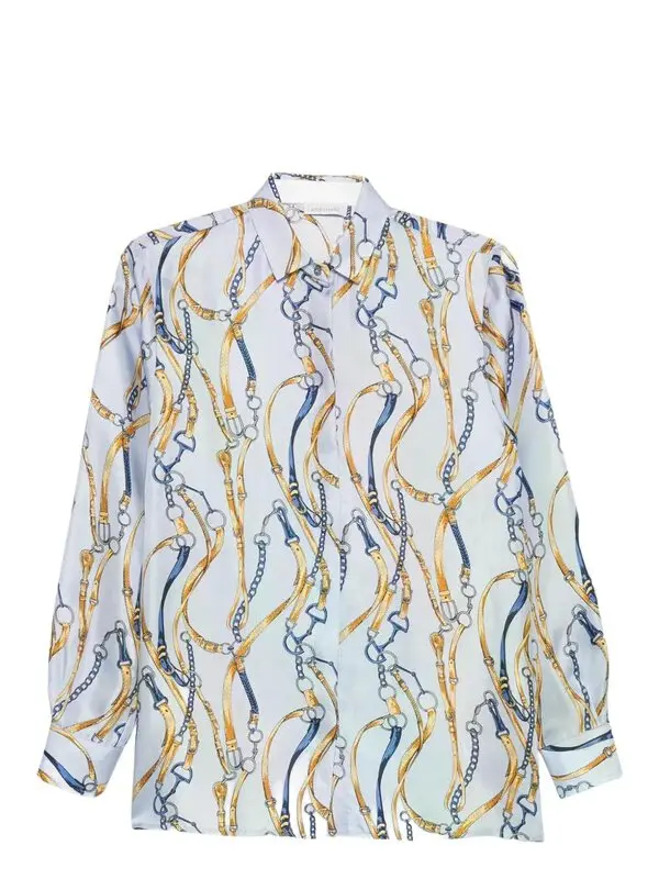 ARCHIVIO '67 Chain-print Silk Shirt - Blue