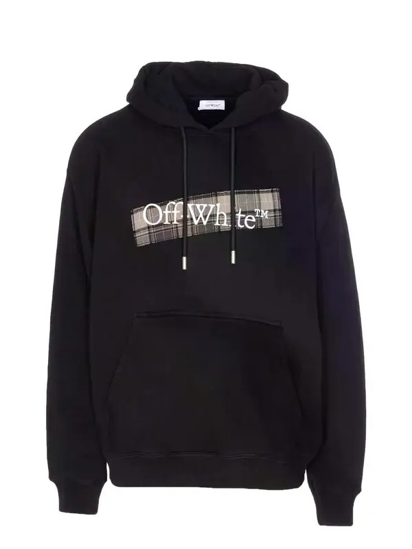 Off-White Plaid Panel Hoodie - Black