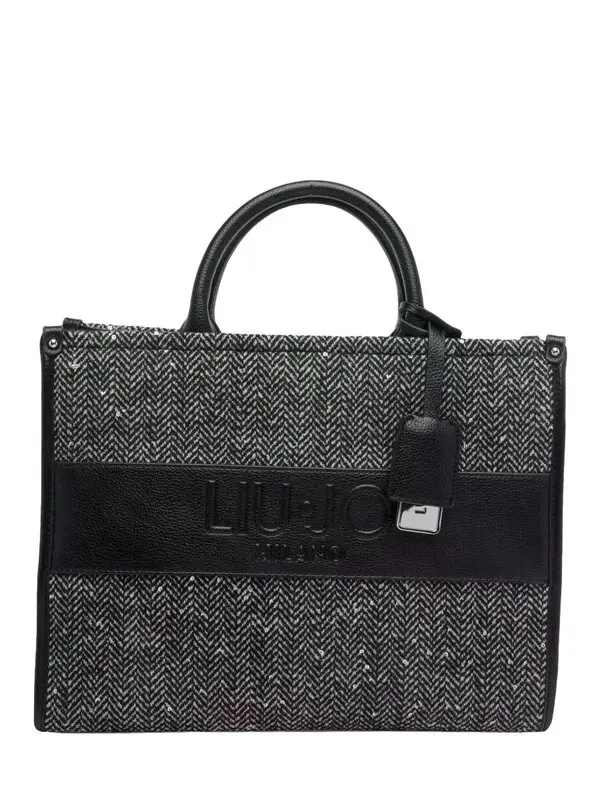 Liu Jo Herringbone-sequin Embellished Tote Bag - Black