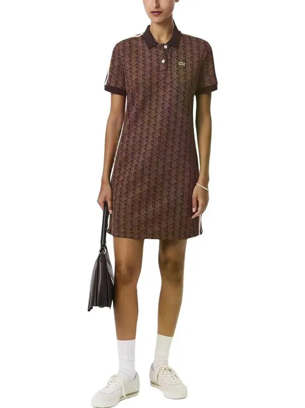 Lacoste Geometric-pattern Polo Shirt Dress - Brown