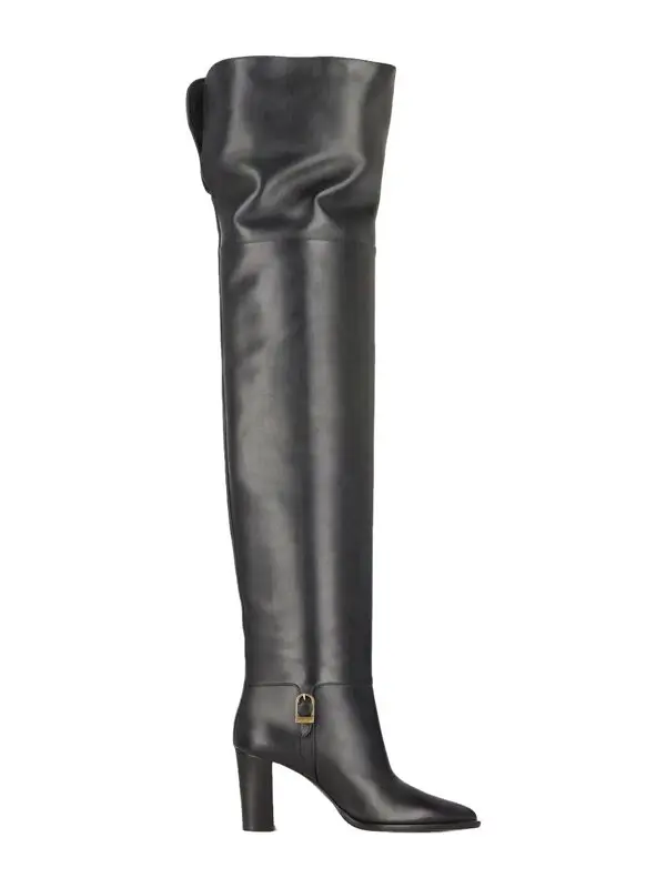 Saint Laurent 85mm Julia Leather Thigh-high Boots - Black