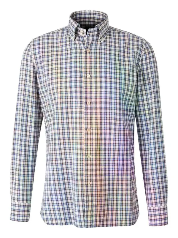 LUIGI BORRELLI Checked Long-sleeved Shirt - Blue
