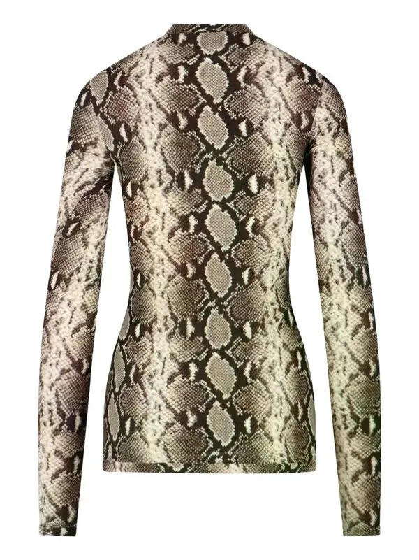 DURAN LANTINK Snakeskin-print High-neck Top - Brown