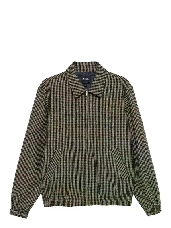 A.p.c. Gingham-check Zip-up Jacket - Black