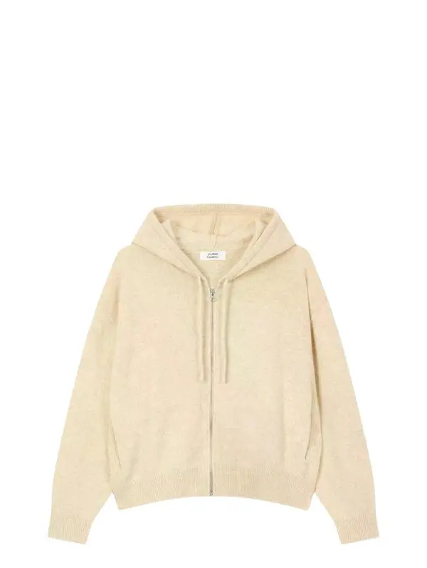STUDIO TOMBOY Logo-embroidered Zip-up Hoodie - Neutrals