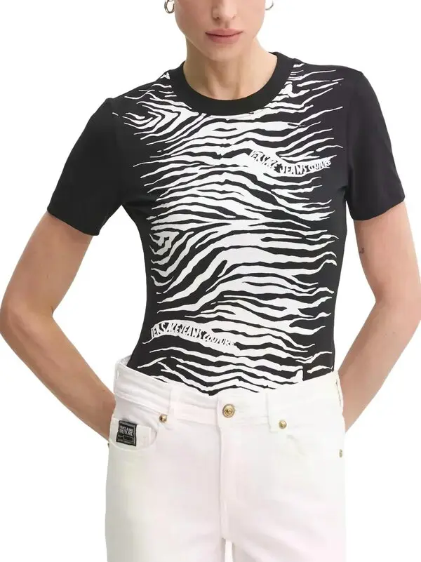Versace Zebra-print Short-sleeved Top - Black