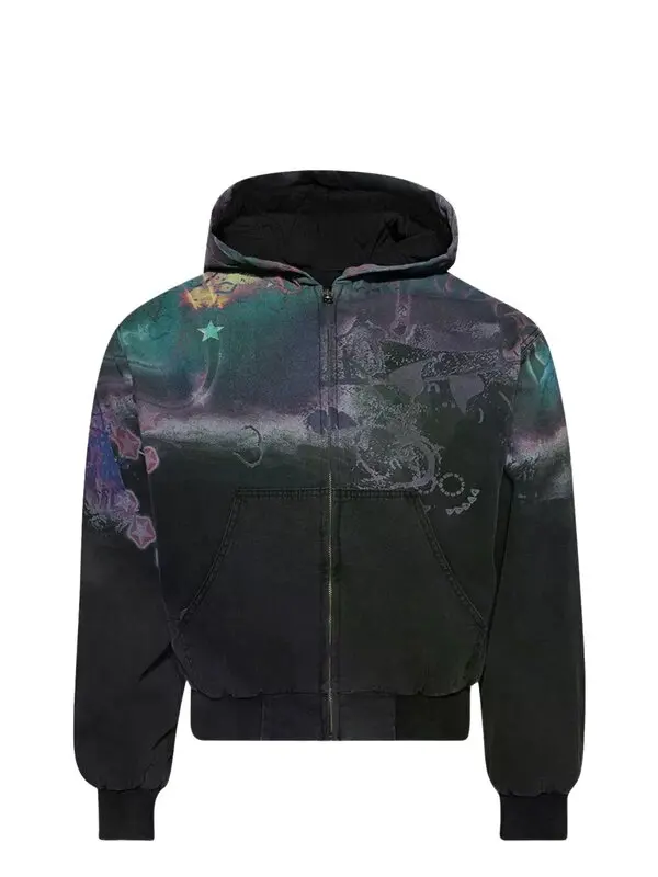 PRAYING Abstract-print Zip-up Hoodie - Black
