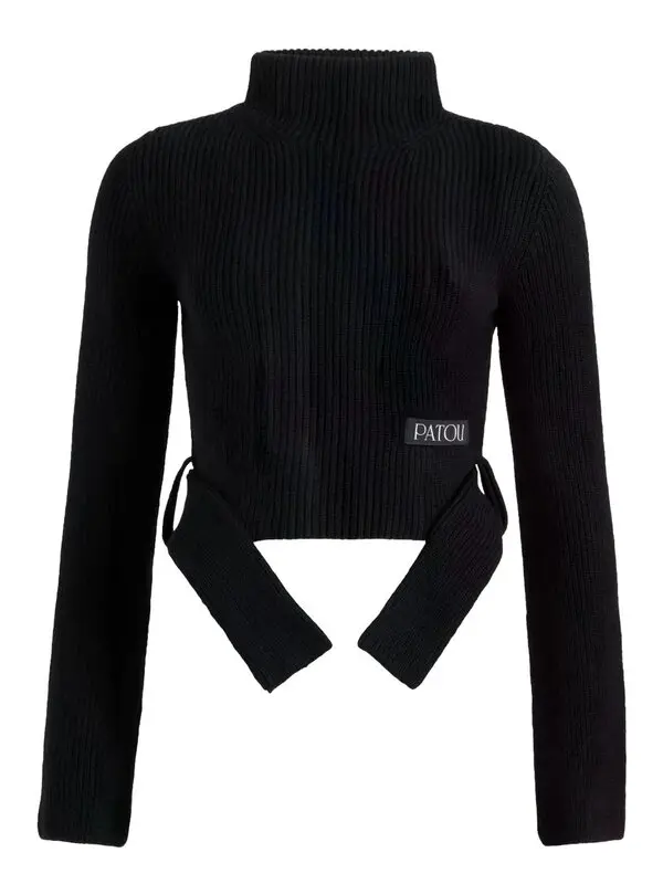 Patou Knitted Mock-neck Top - Black