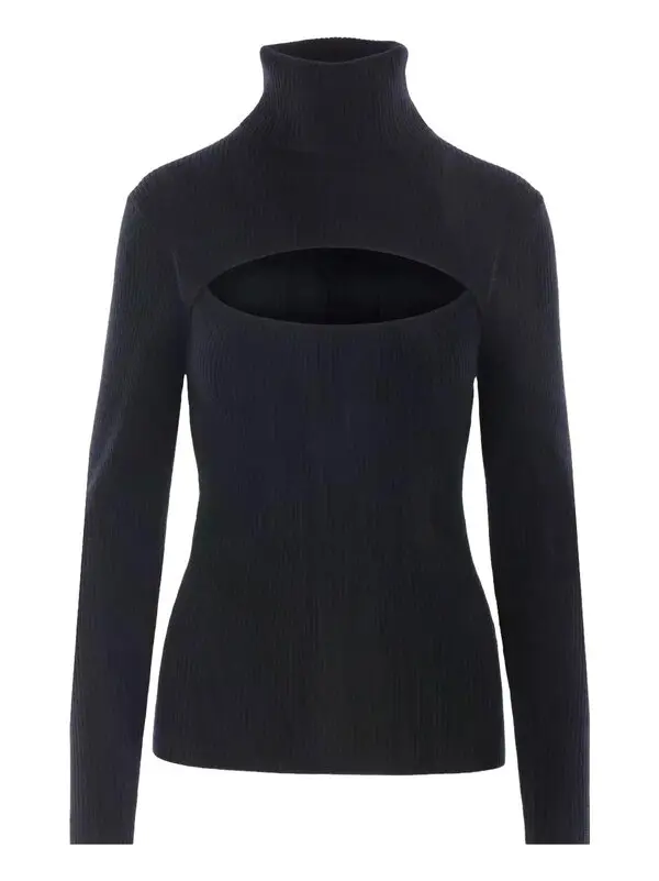 ALLUDE Ribbed Turtleneck Sweater - Black