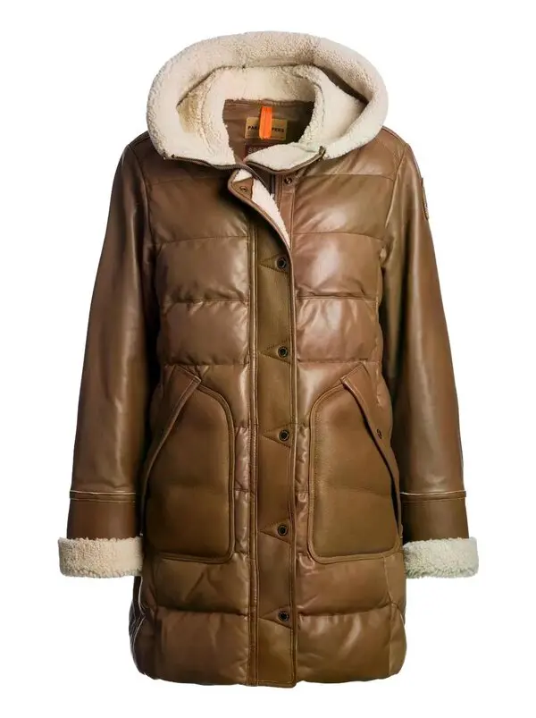 PARAJUMPERS Demi Special Quilted Leather Coat - Brown