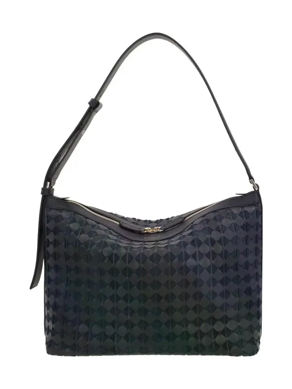 SERAPIAN Leather Triangle-pattern Shoulder Bag - Blue