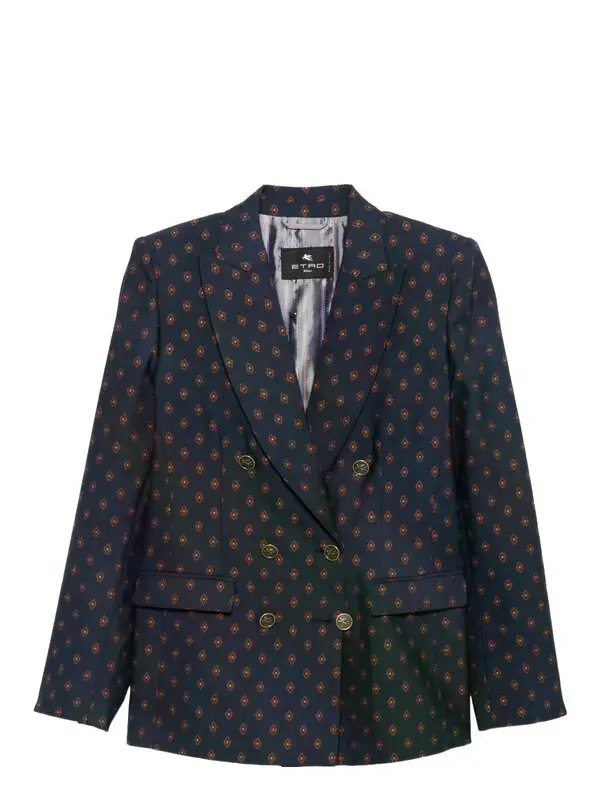 Etro Patterned Double-breasted Blazer - Blue