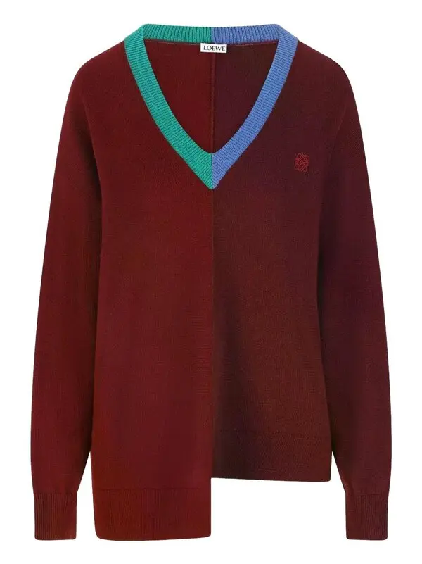 Loewe Colour-block Asymmetric Sweater - Red