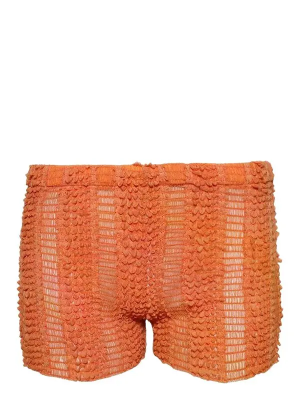 ROBERTA EINER Smocked Ruffled Shorts - Orange