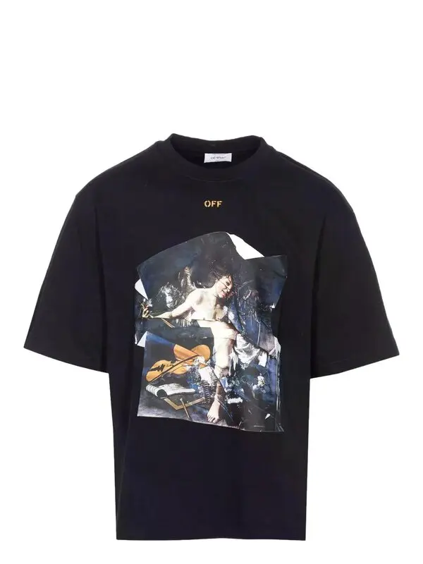 Off-White Cupid-print Crewneck T-shirt - Black