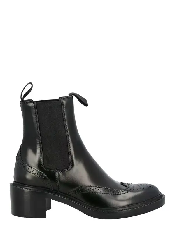 Saint Laurent 50mm Vicent Leather Brogue Chelsea Boots - Black