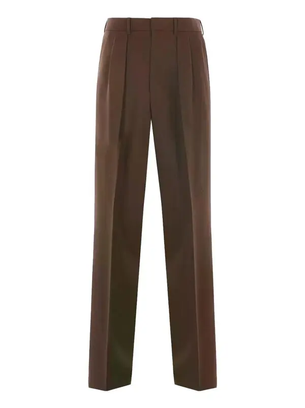TOM FORD Pleated-front Wool Trousers - Brown