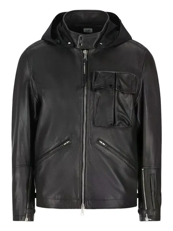 C.P. COMPANY Goggle Leather Jacket - Black