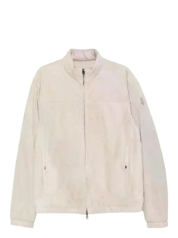 Moncler Suede Zip-up Jacket - Neutrals