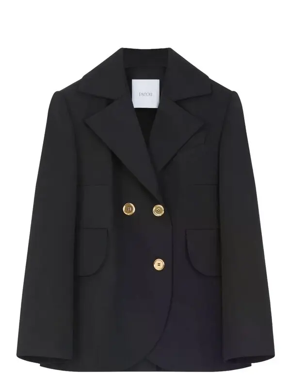 Patou Belted Double-breasted Blazer - Black