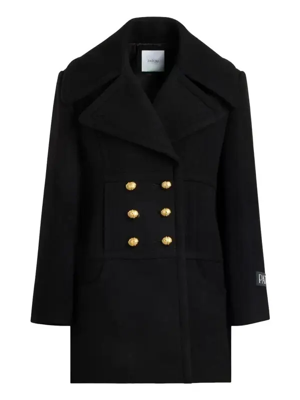 Patou Double-breasted Wool Coat - Black
