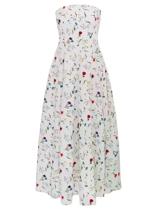 AZLEE Sable Floral-pattern Midi Dress - White