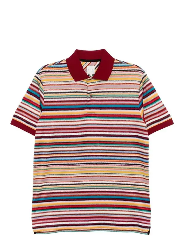 Paul Smith Striped Cotton Polo Shirt - Red