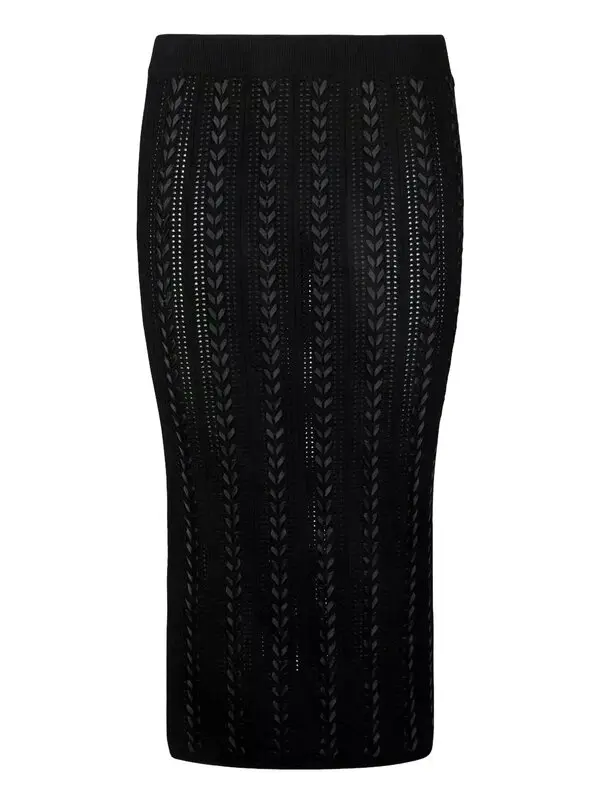 Liu Jo Braided Knit Midi Fitted Skirt - Black