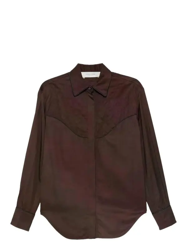GOLDEN GOOSE Quilted-yoke Shirt - Brown