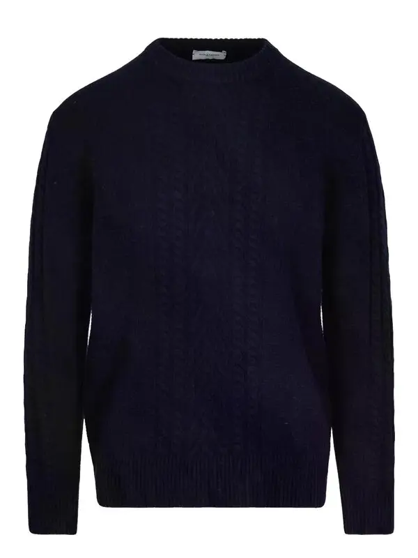 PAOLO PECORA Cable-knit Crew-neck Sweater - Blue