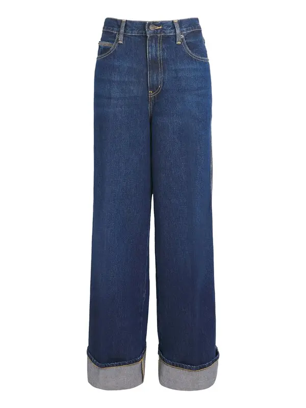 FRAME The Cuffed Wide-leg Jeans - Blue