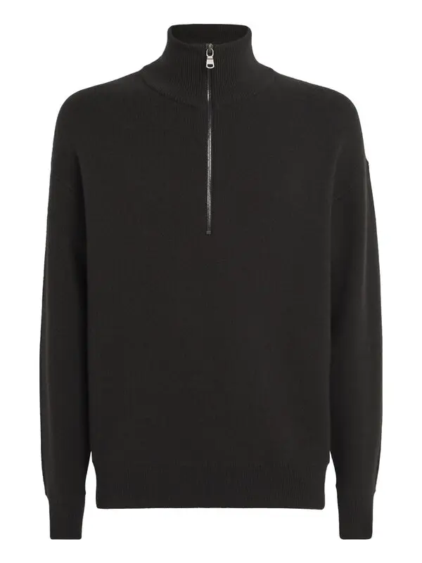 Johnstons Of Elgin Cashmere-blend Quarter-zip Pullover - Black