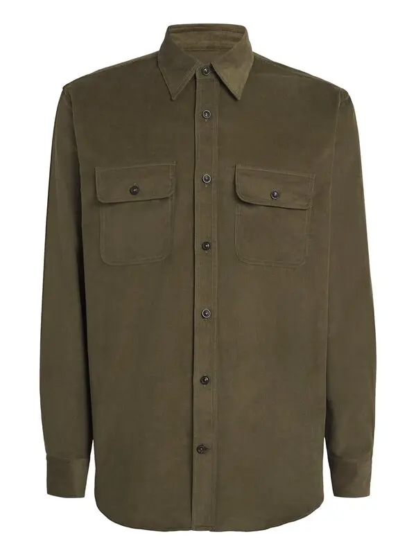 Purdey Cotton Corduroy Twin-pocket Shirt - Green