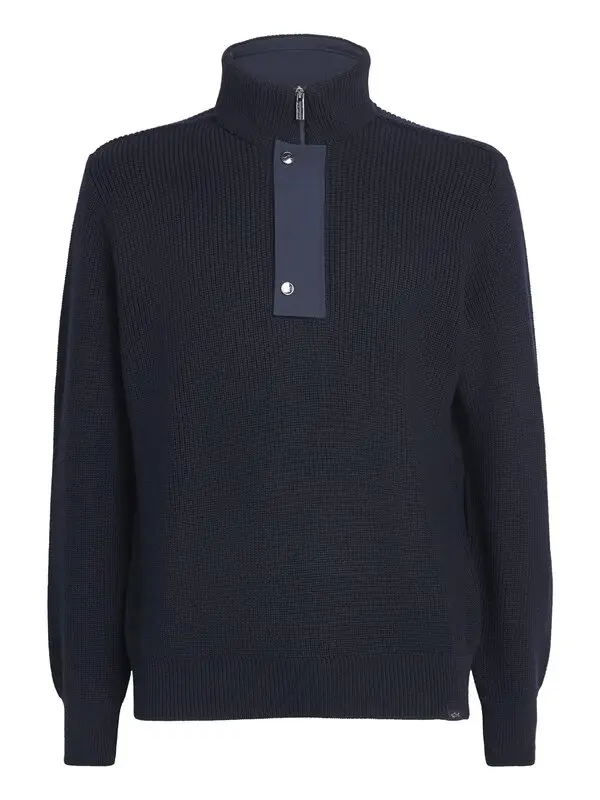 Paul & Shark Wool-blend High-neck Sweater - Navy